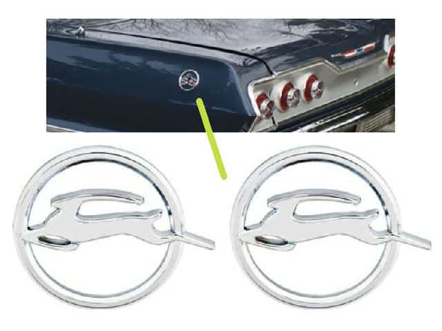 63 Chev Impala 1/4 panel Round Impala Emblems (not SS) (pr) – Pontiworld
