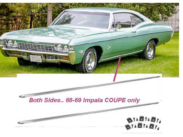 Rocker Panel Molding Set: 1968-70 Chev Impala Coupe (pr) – Pontiworld