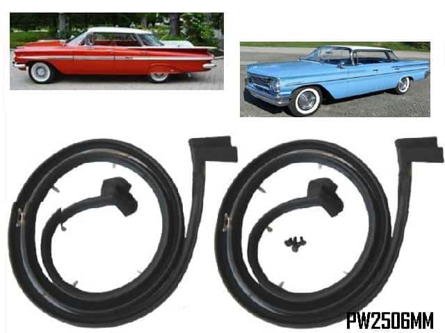 59-60 Chev/Pont 4 door PILLARLESS.. ROOF RAIL SEALS - PR - USA MADE ...