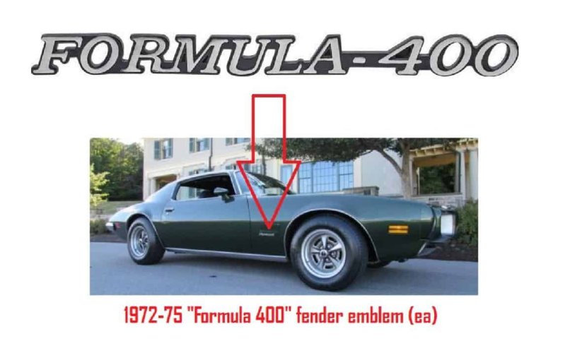 72-75 Firebird "FORMULA 400" fender emblem – Pontiworld