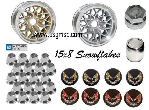 A Wheel Rim Kit: Pontiac Snowflake 15 x 8" W/accessories (4) – Pontiworld